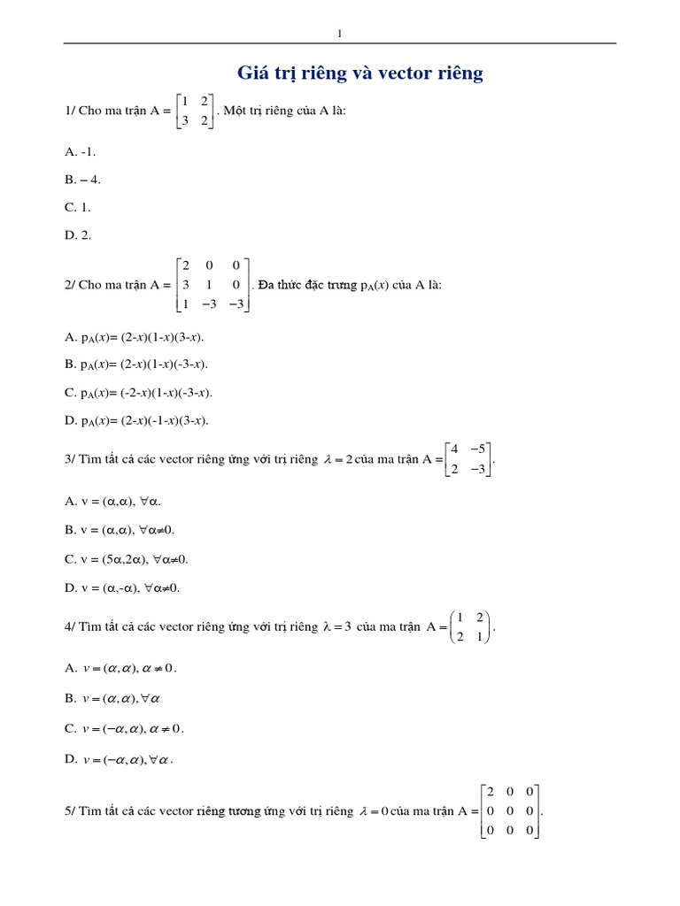01-Gia Tri Rieng, Vector Rieng | PDF