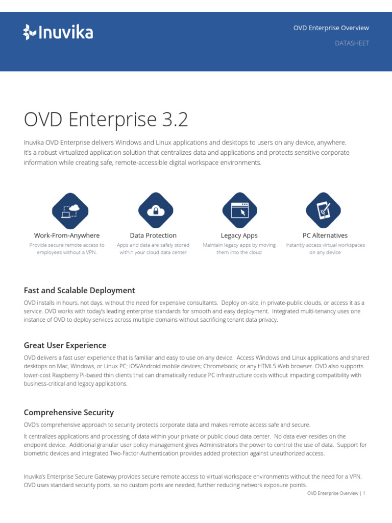 OVD Enterprise Datasheet | PDF | Computers