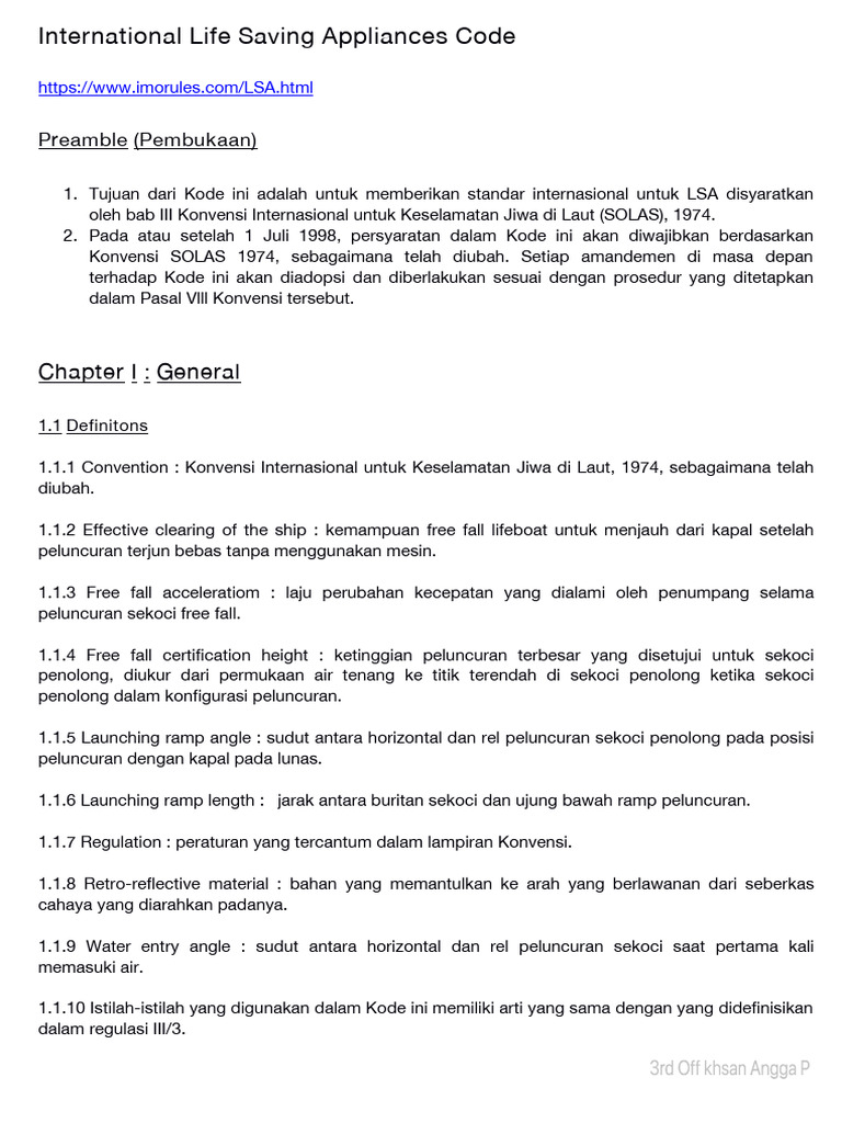 International LSA Code Bahasa Indonesia | PDF