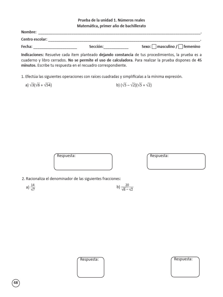 Pruebas 1.er Año | PDF