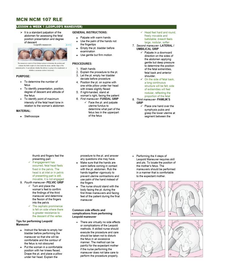 MCN NCM 107 Rle Lesson 4 w1 | PDF