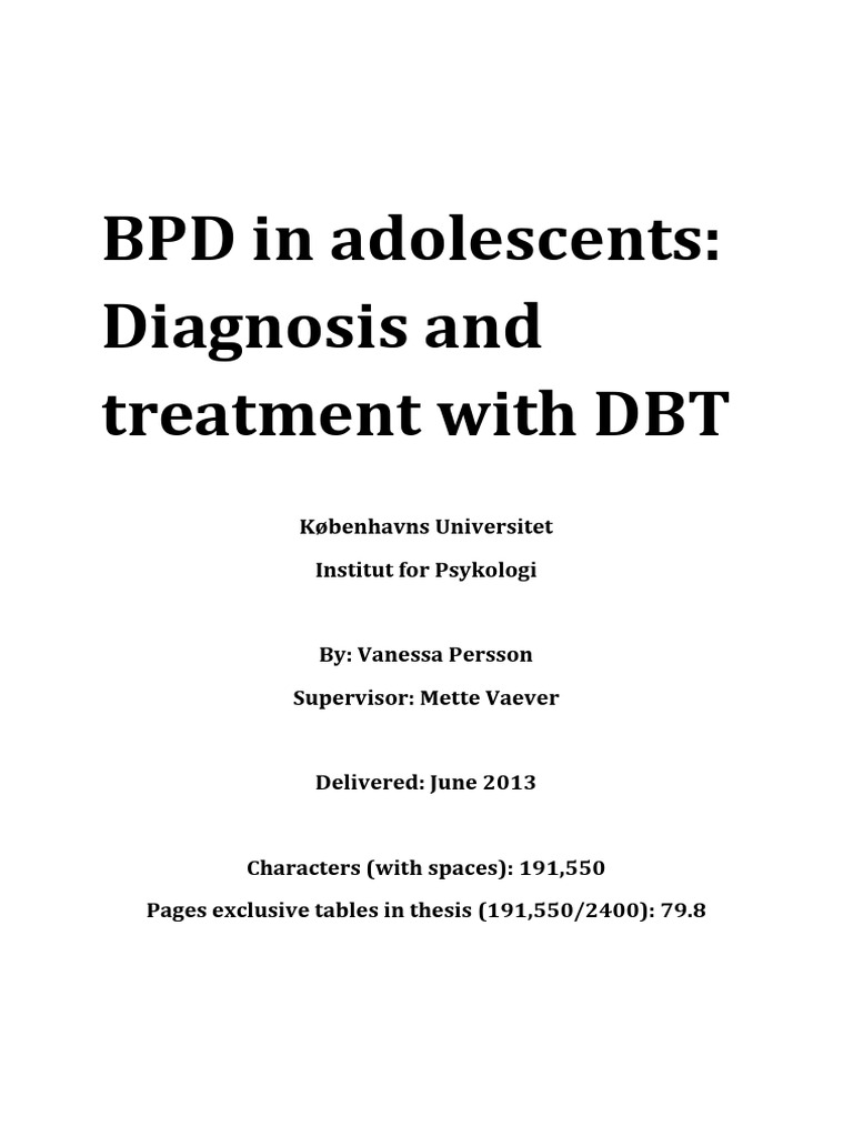 BPD in Adolescents - Diagnosis and Treatment With DBT | PDF