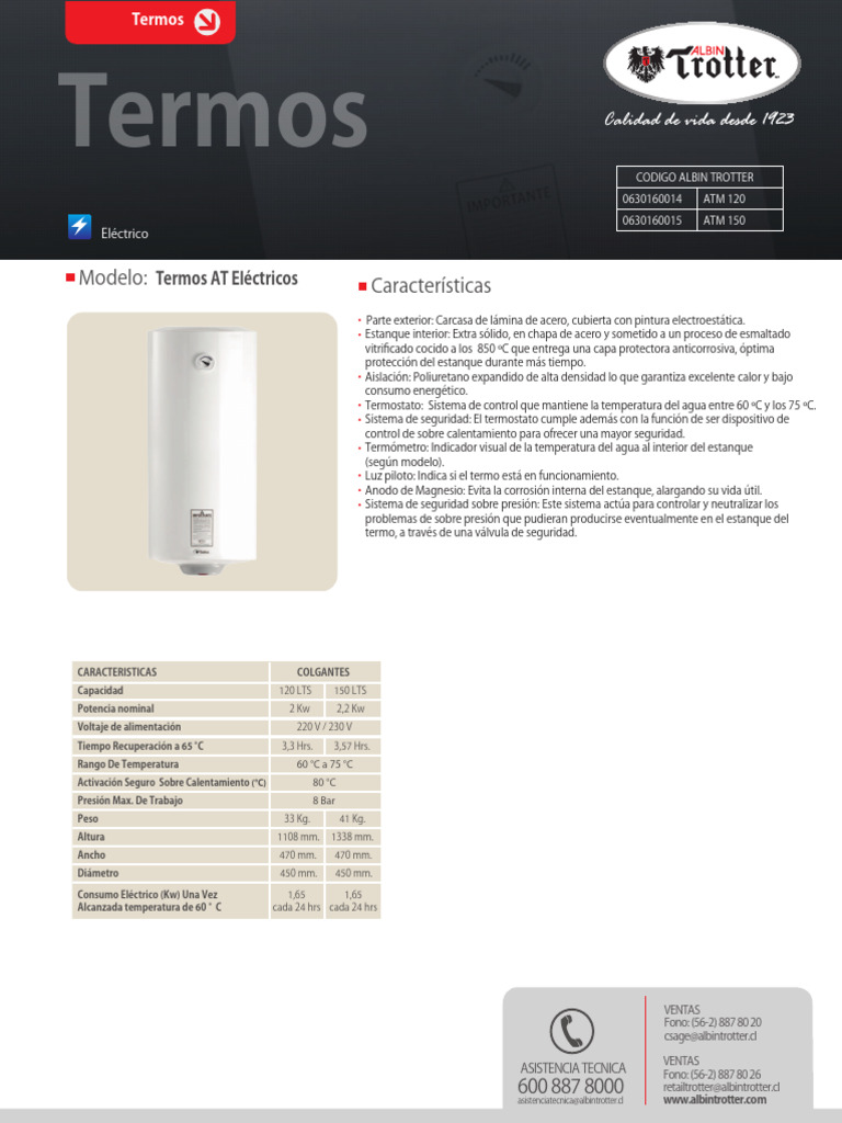 Ficha Tecnica Termo 150 Lts 1 | PDF