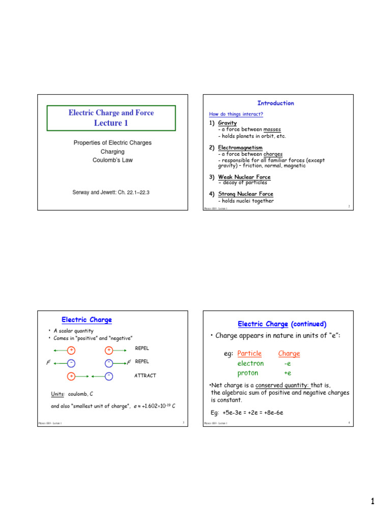 Lecture1-Electric Charge and Force-Ave | PDF