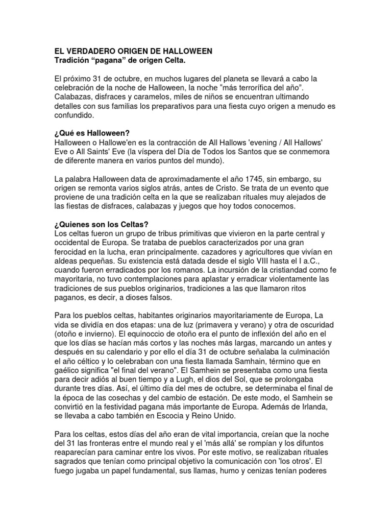 El Verdadero Origen de Halloween | PDF