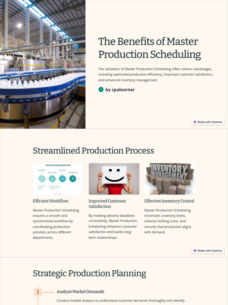 The Benefits of Master Production Scheduling | PDF | Scheduling ...