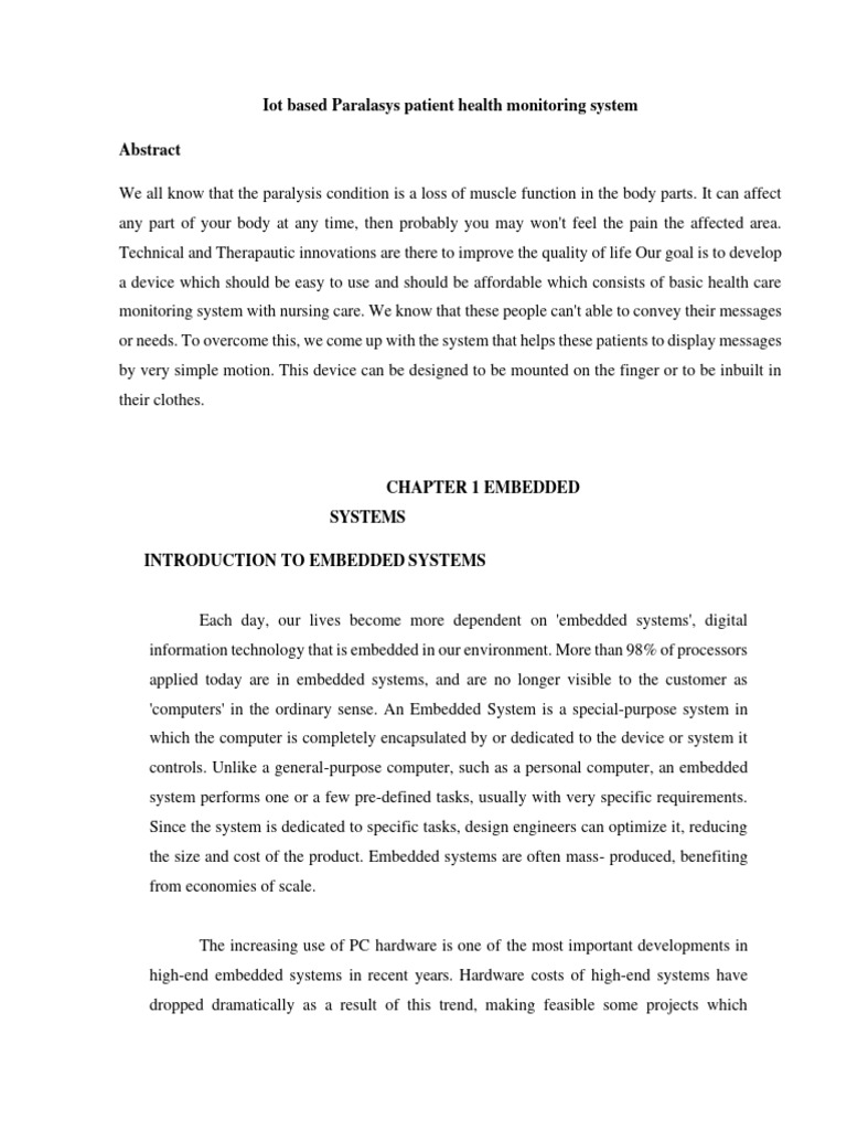 Iot Based Paralasys Patient Health Monitoring System | PDF | Embedded System | Microcontroller