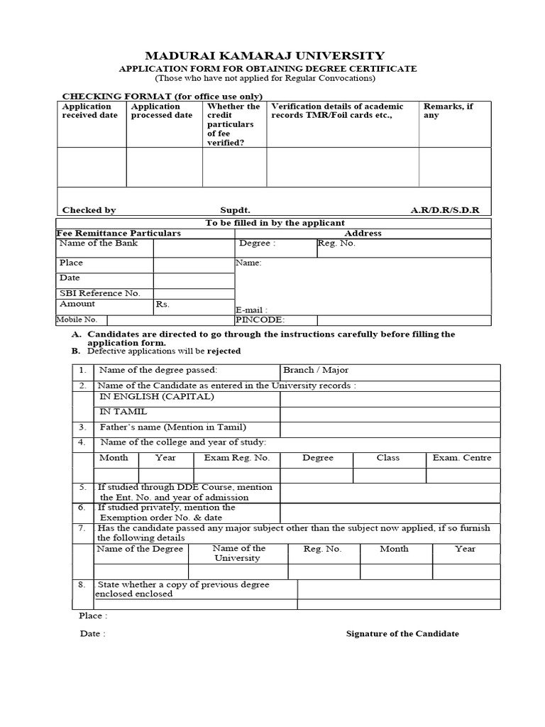 MKU Special Degree Certificate | PDF