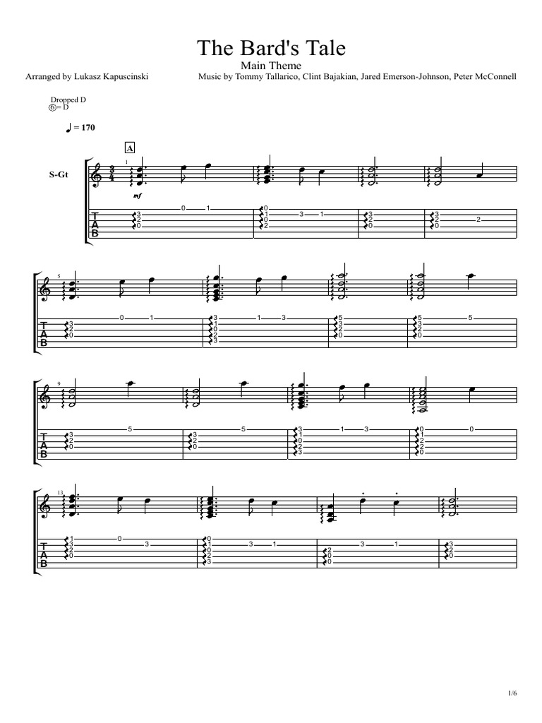The Bard's Tale - Main Theme Guitar Tab | PDF