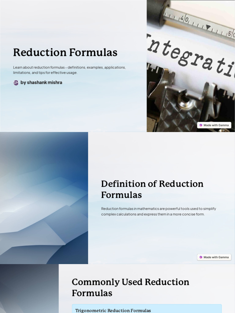 Reduction Formulas | PDF