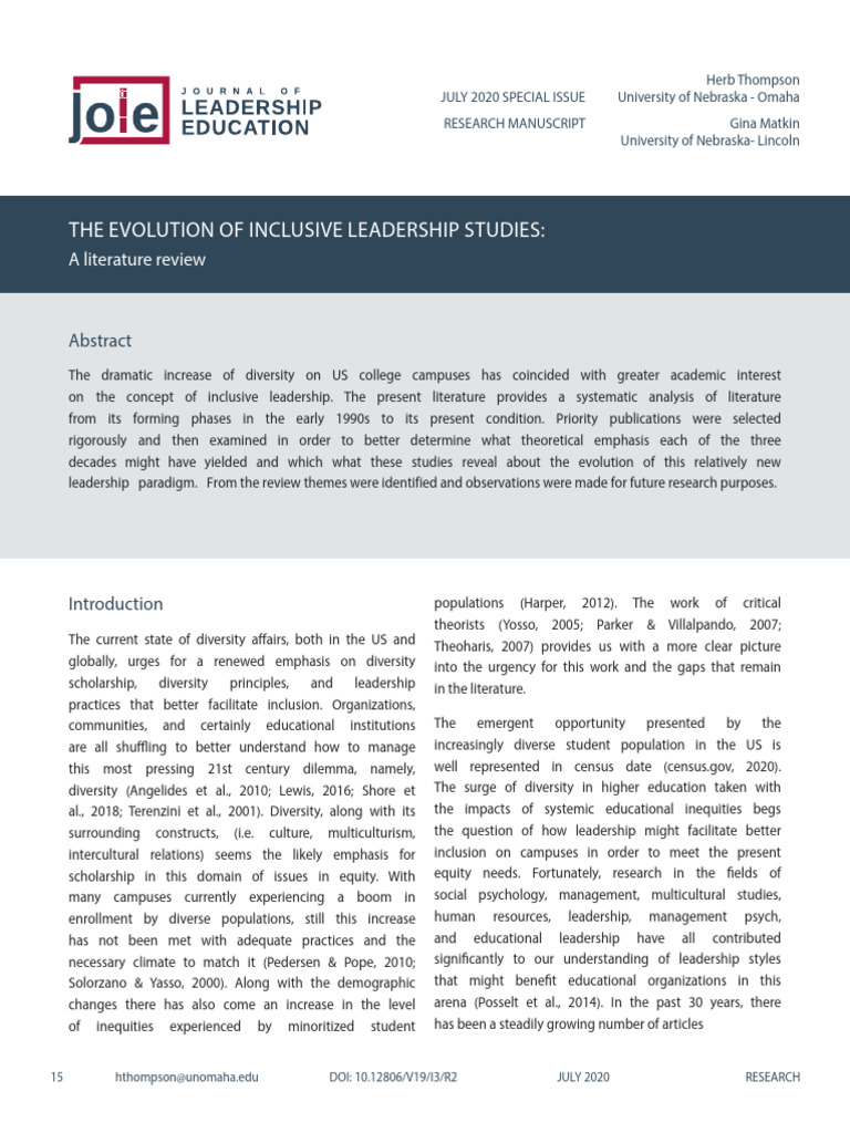 Inclusive Leadership | PDF