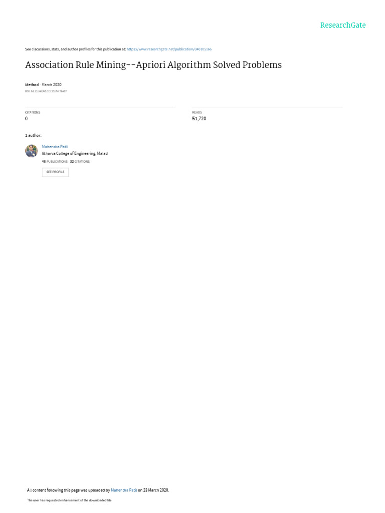 Apriori Algorithm: Association Rule Mining | PDF