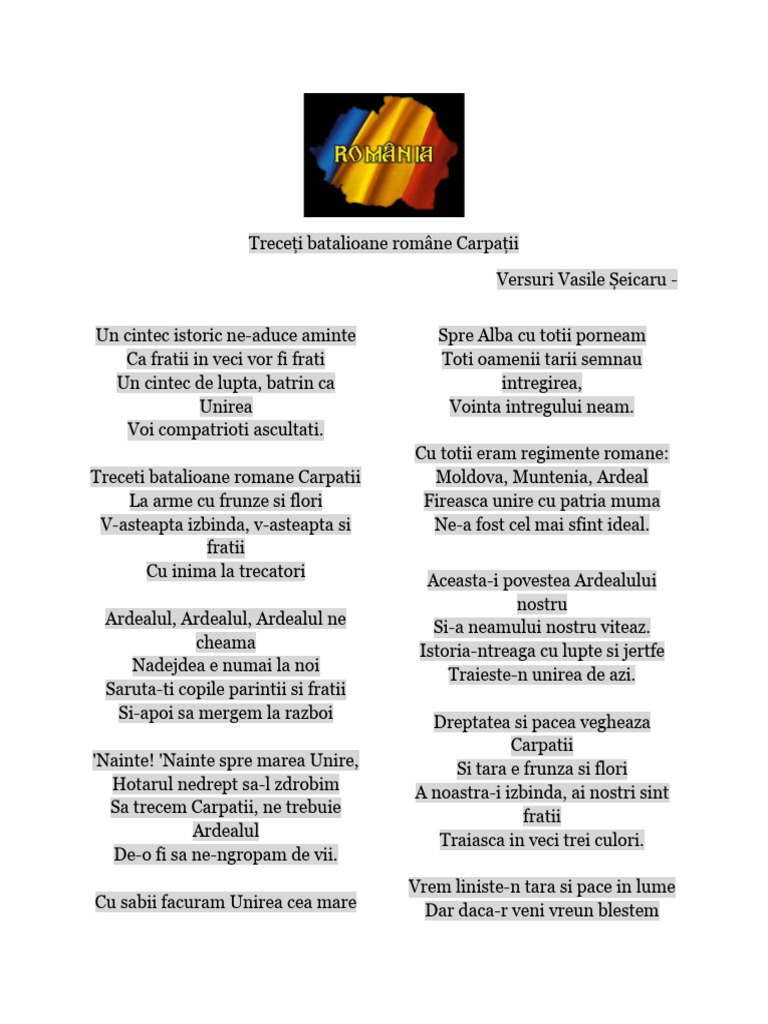 Treceti Batalioane Romane Carpatii | PDF