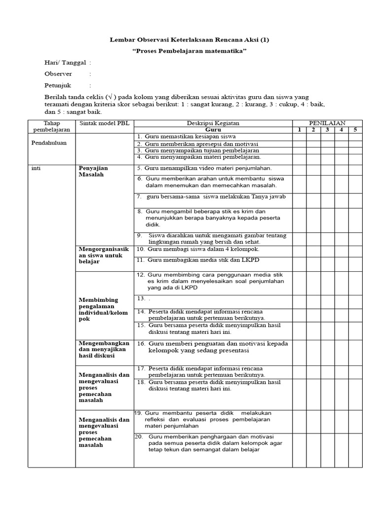 Lembar Observasi | PDF