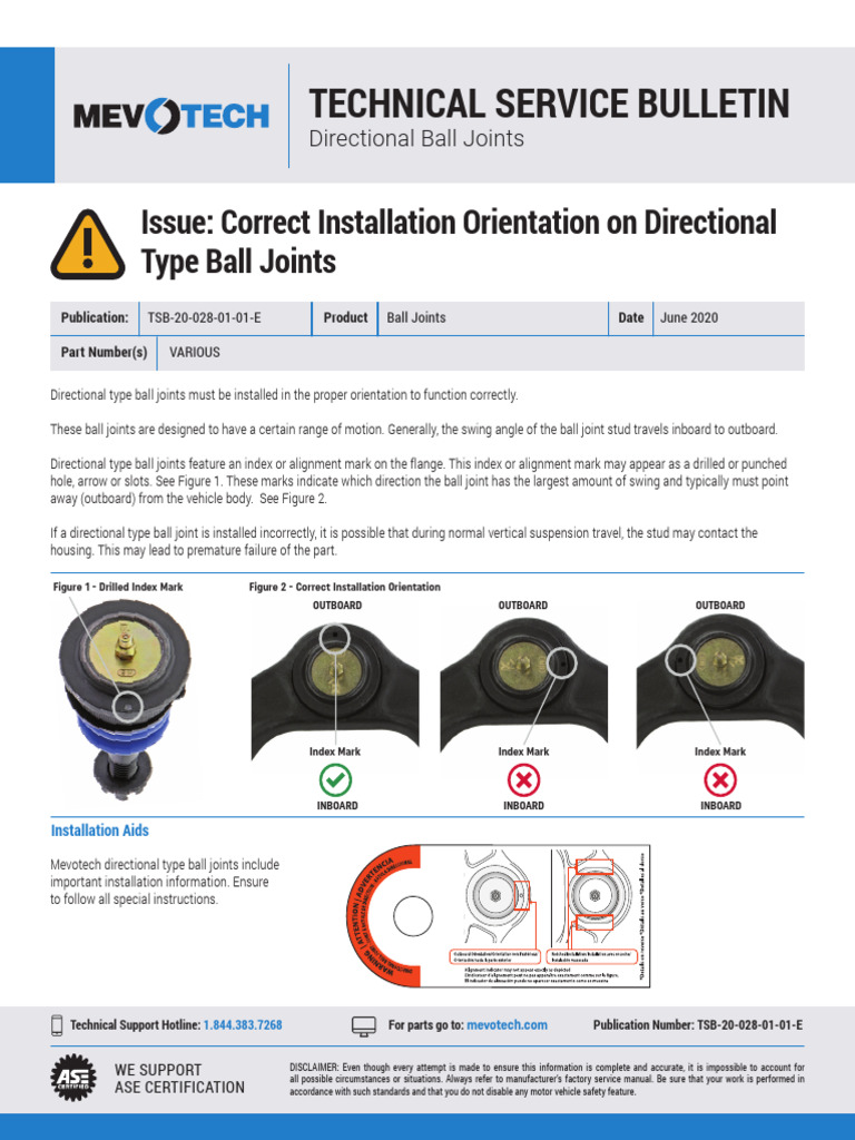 Issue Correct Installation Orientation On Directional Type Ball Joints ...