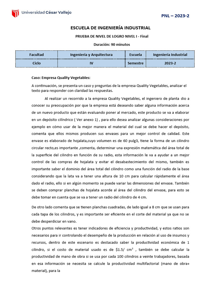 PNL Nivel I - Postest | PDF