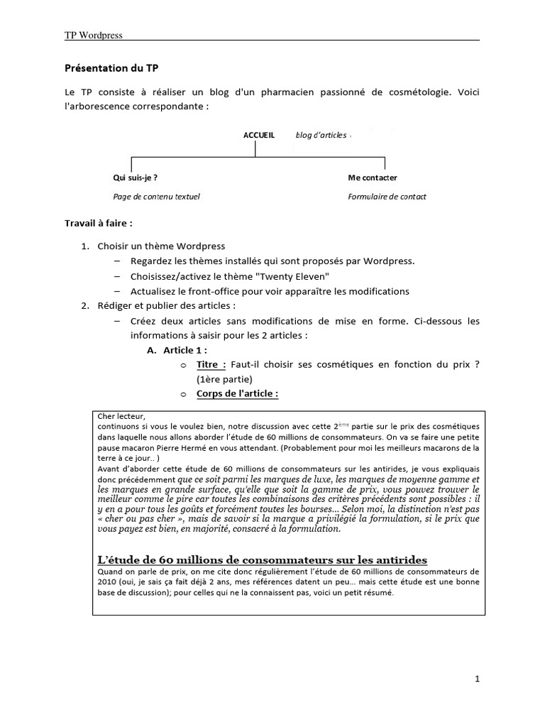 TP1 Wordpress | PDF