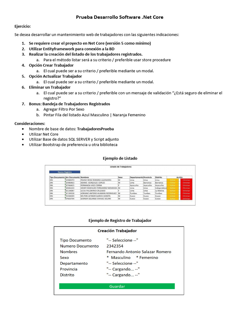 Prueba Desarrollo Software Net Core | PDF