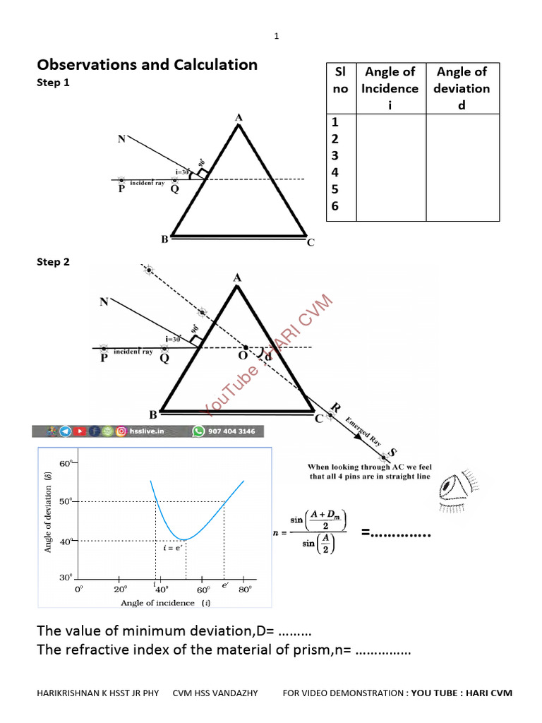 Hsslive-Refraction Through Prism (I-D Curve, N) - Signed | PDF
