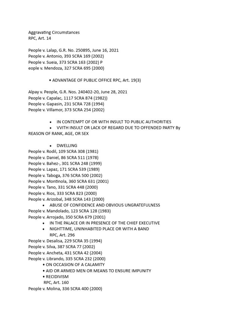 Aggravating Circumstances | PDF | Crimes | Crime & Violence