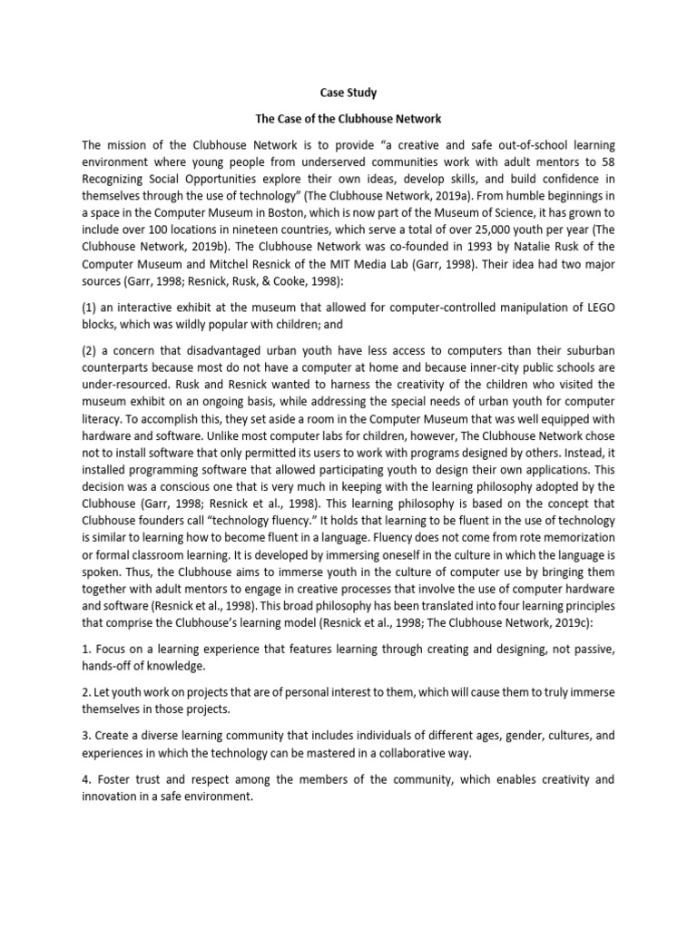 Case Study - The Clubhouse Network | PDF