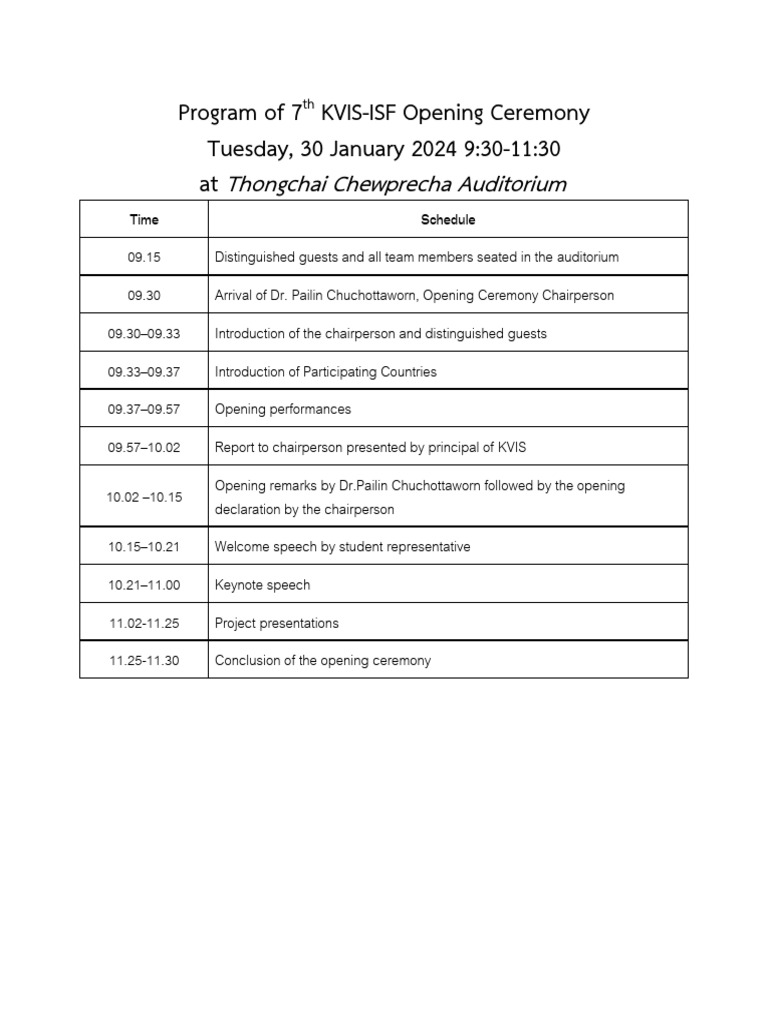 Opening Ceremony Script - First Draft | PDF