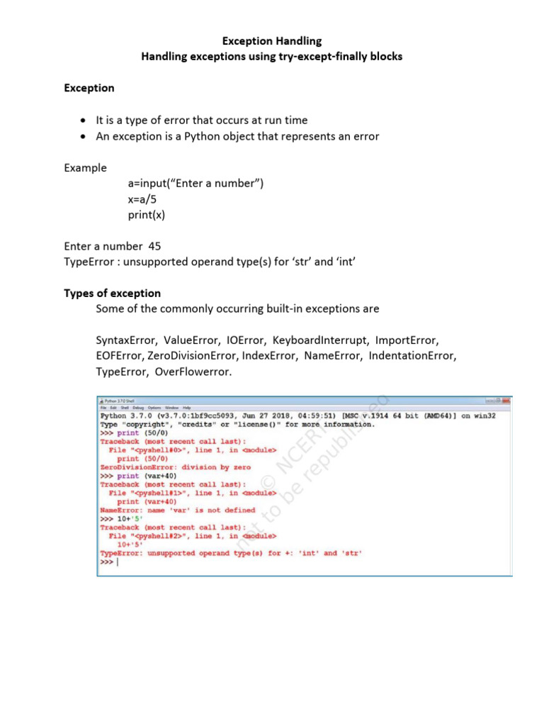 Python Exception Handling Guide | PDF
