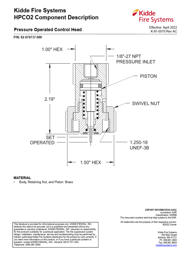 Kidde Fire Systems Control Head Manual | PDF