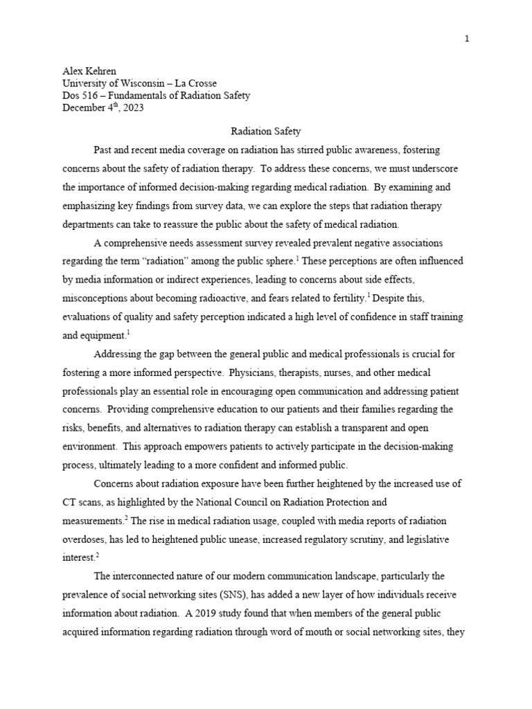 Week 2 Paper - Radiation Safety 2 | PDF