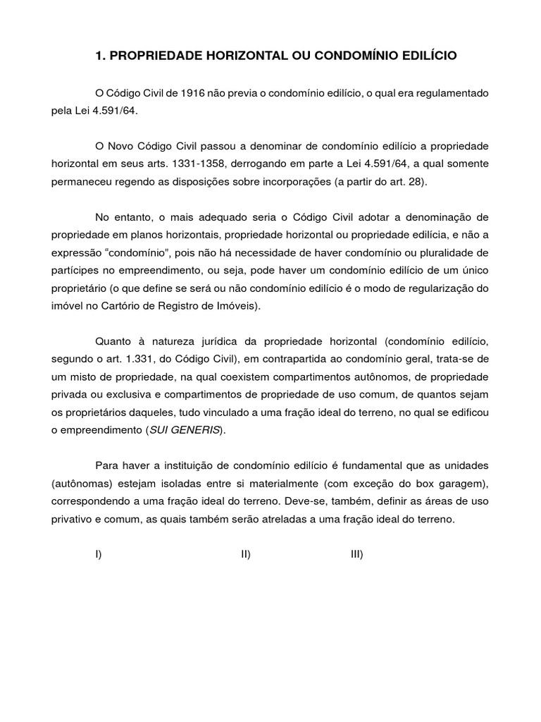 Propriedade Horizontal e Condomínio Edilício | PDF