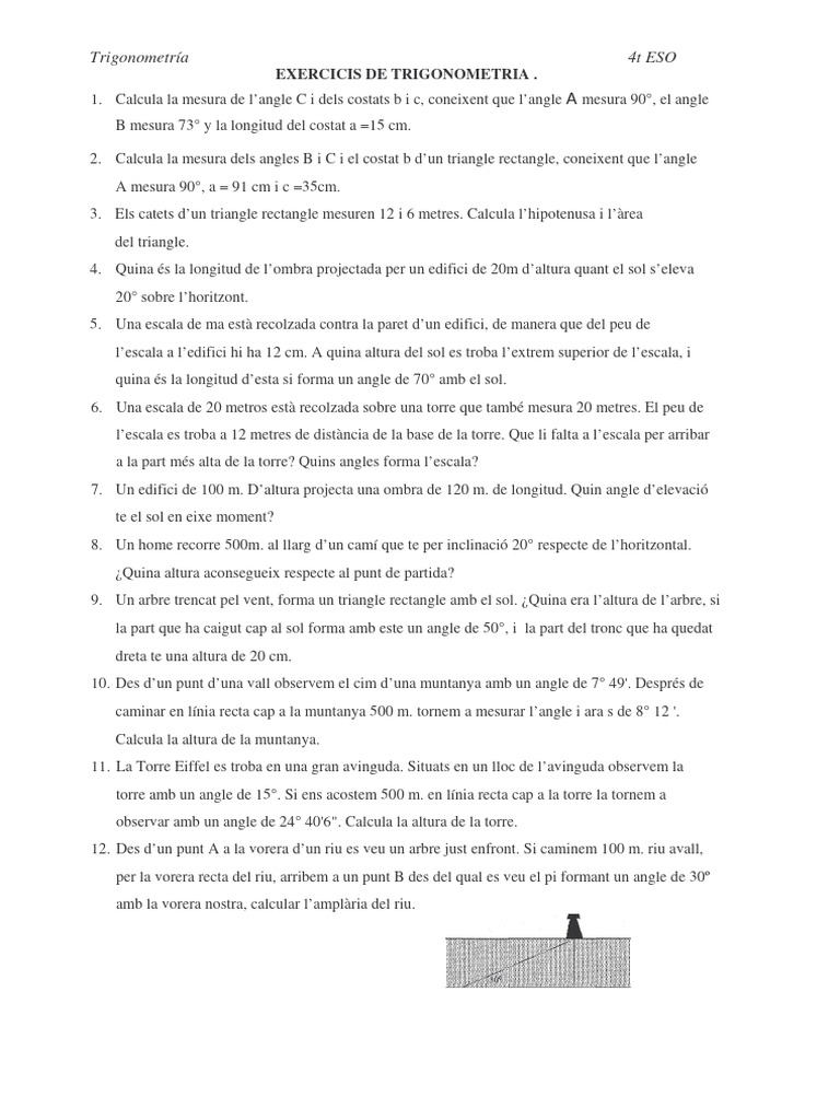 Exercici Problemes Trigonometria | PDF