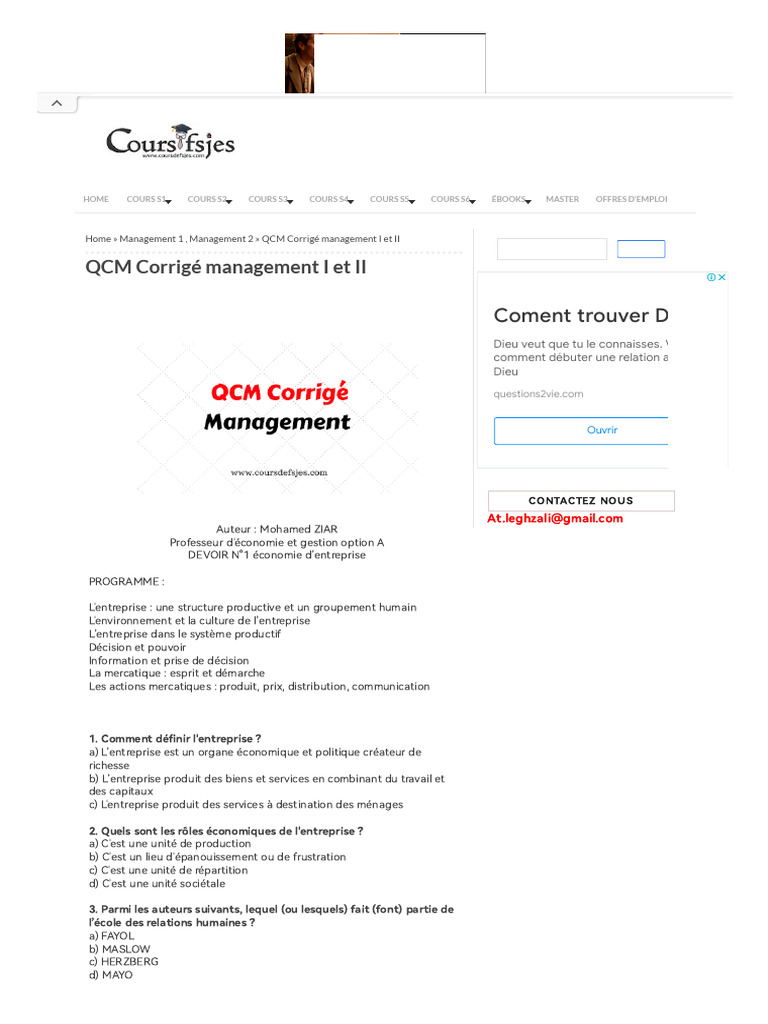 QCM Management | PDF | Affaires