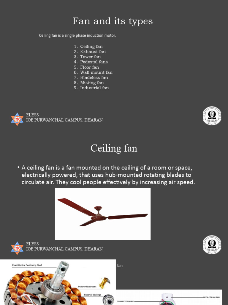 Ceiling Fan Parts and Working Principle | PDF | Electric Motor ...