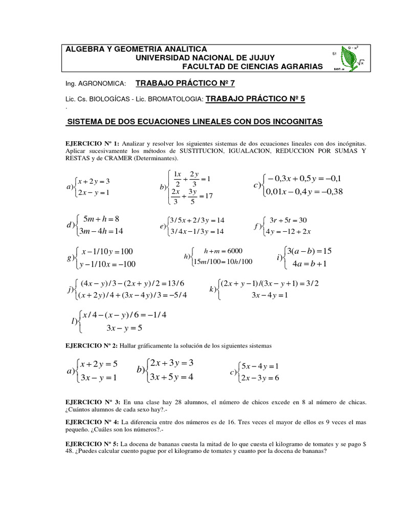2020 TPNº 7 Sist de 2 Ecuac Lineales | PDF | Bancos