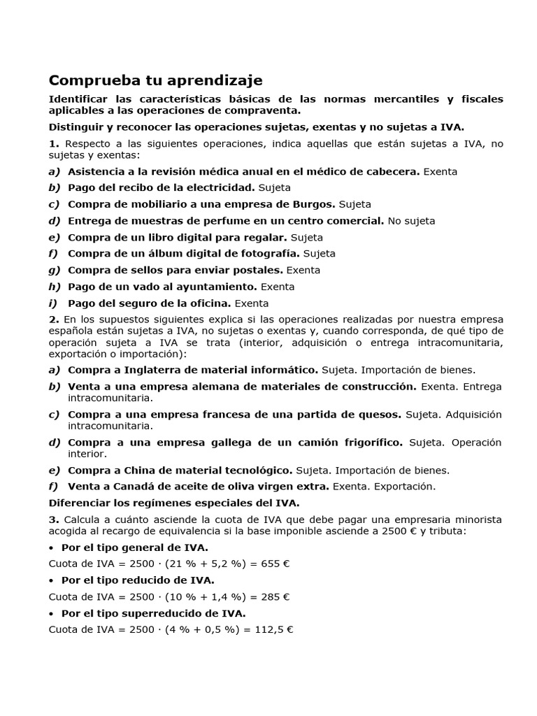 Comprueba Tu Aprendizaje Ud 3 PIAC | PDF | Impuestos | Factura