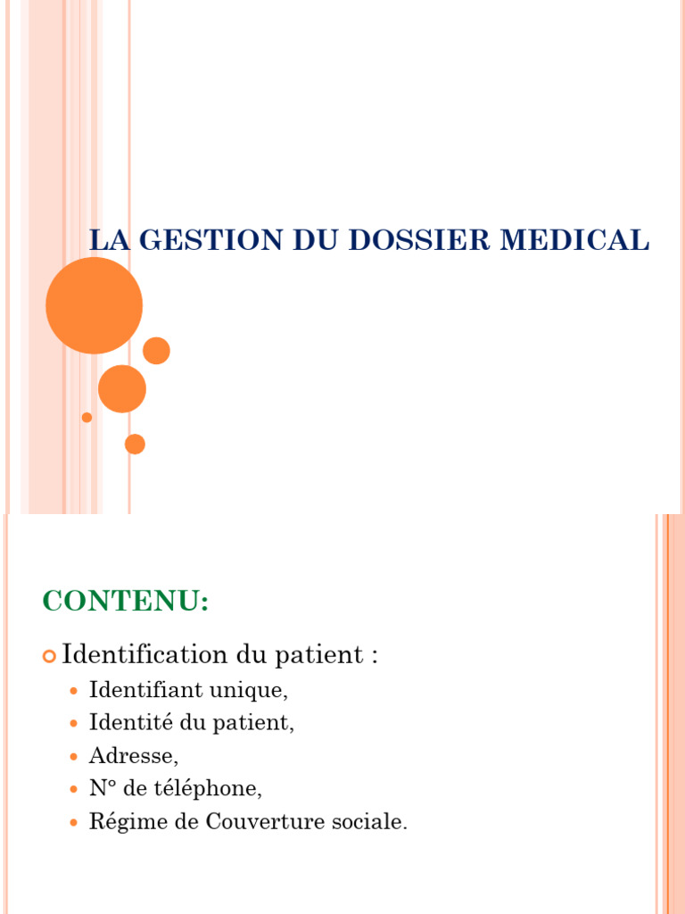 La Gestion Du Dossier Medical | PDF | Droit