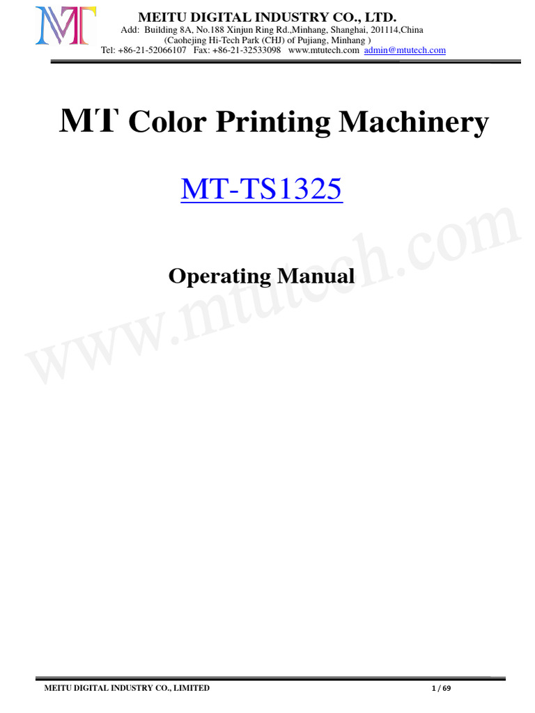 Uploads - Files - 201605 - LED Flatbed UV Printer MT-TS1325 Manual Book | PDF | Printer ...