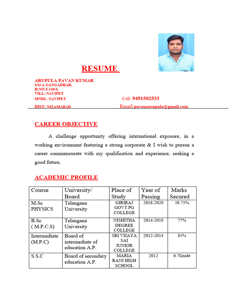 A Pawan Kumar RESUME1 | PDF
