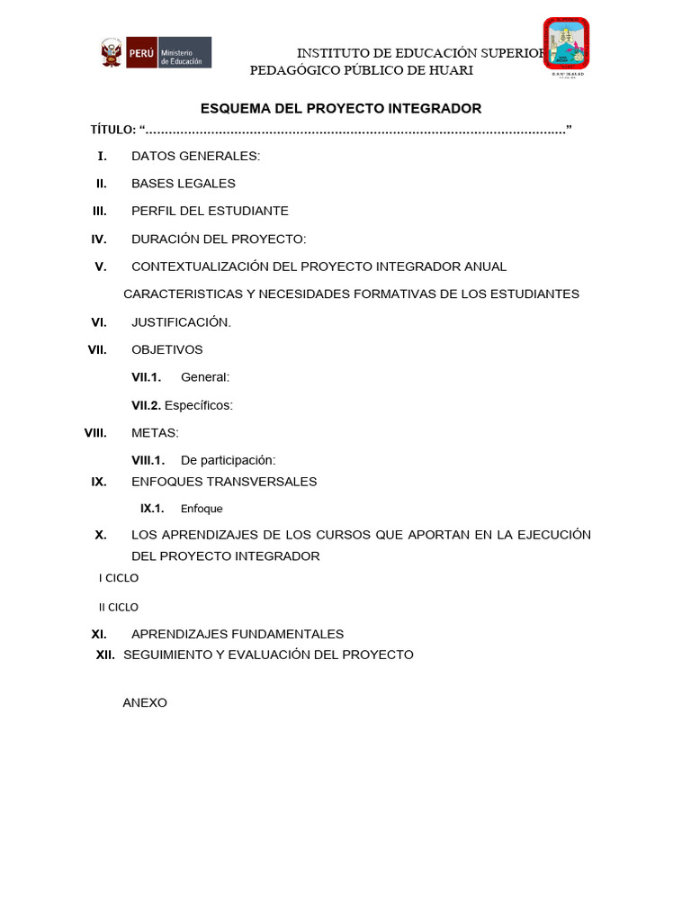 Esquema Del Proyecto Integrador | PDF