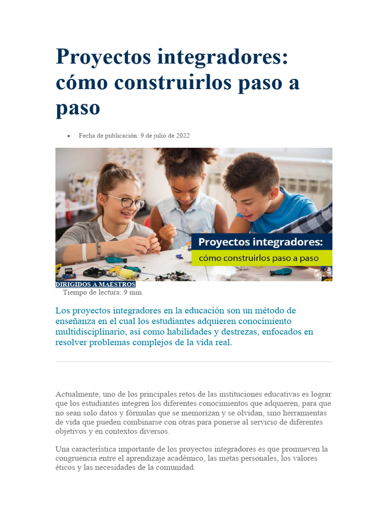 Proyectos Integradores | PDF