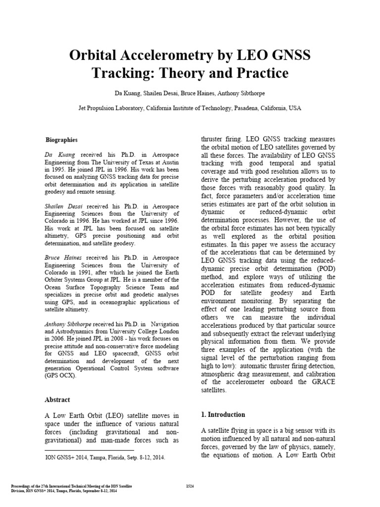 Orbital Accelerometry by LEO GNSS Tracki | Download Free PDF | Orbital Maneuver | Global ...