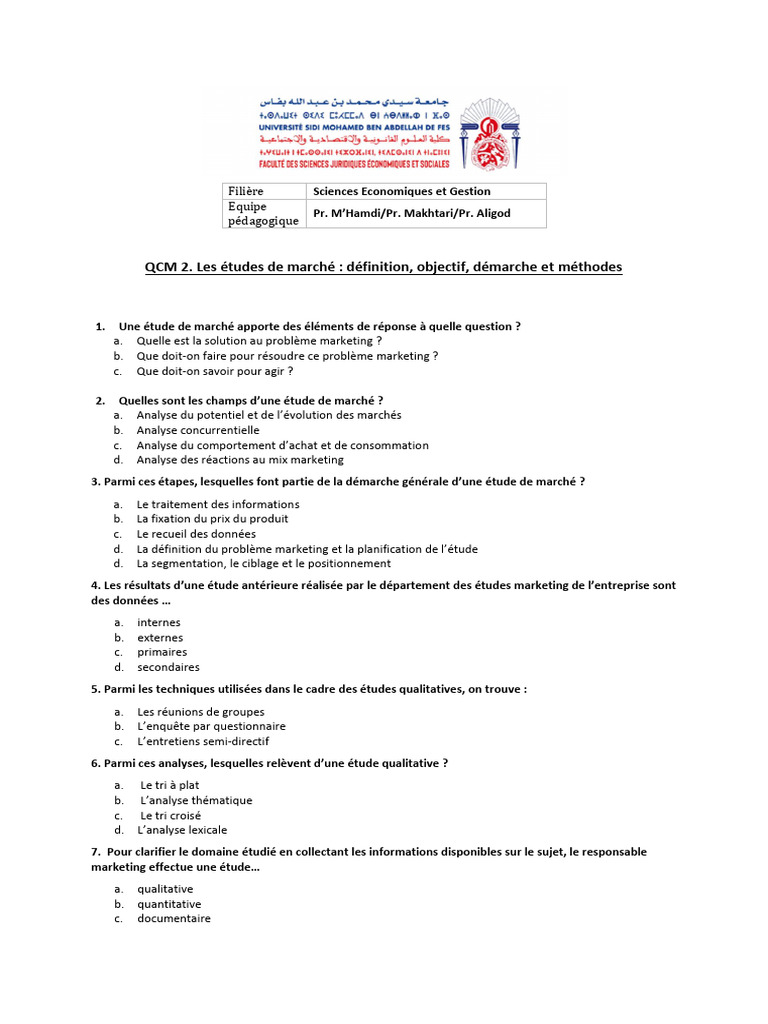 QCM 2 | PDF