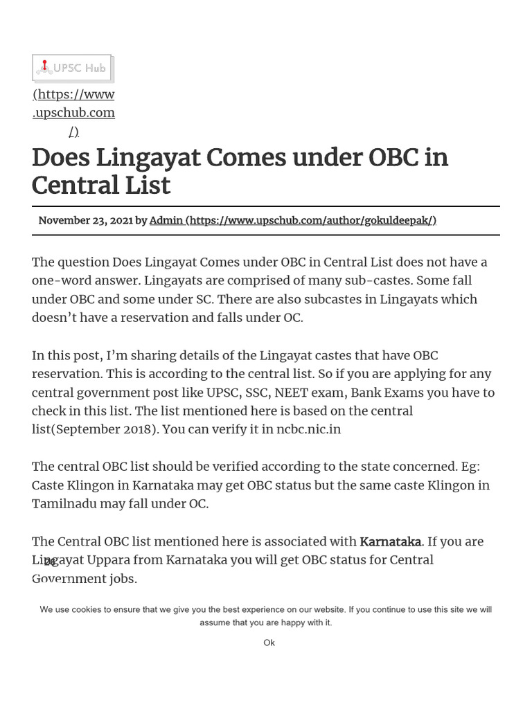 Lingayat Caste: OBC Status Explained | PDF | Monotheistic Religions ...