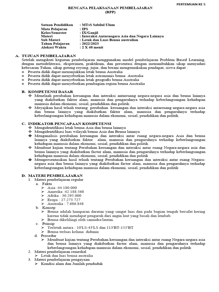 Pertemuan 5 RPP | PDF