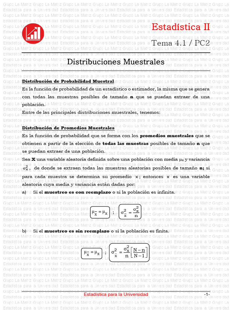 Tema 4.1. Distribuciones - Muestrales | PDF | Muestreo (Estadísticas) | Media