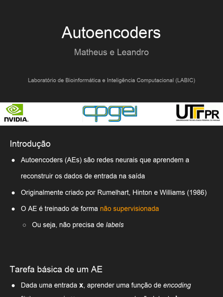 Deep Learning - Aula 3 - Autoencoders | PDF