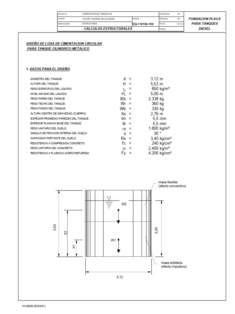 CIMENTACION TANQUE 3 (Diesel) | Descargar gratis PDF | Ingeniería estructural | Elementos ...