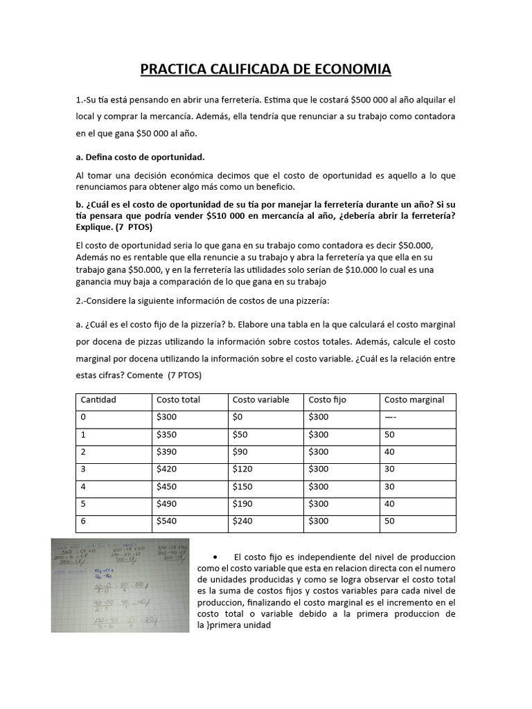 Practica Calificada de Economia | PDF