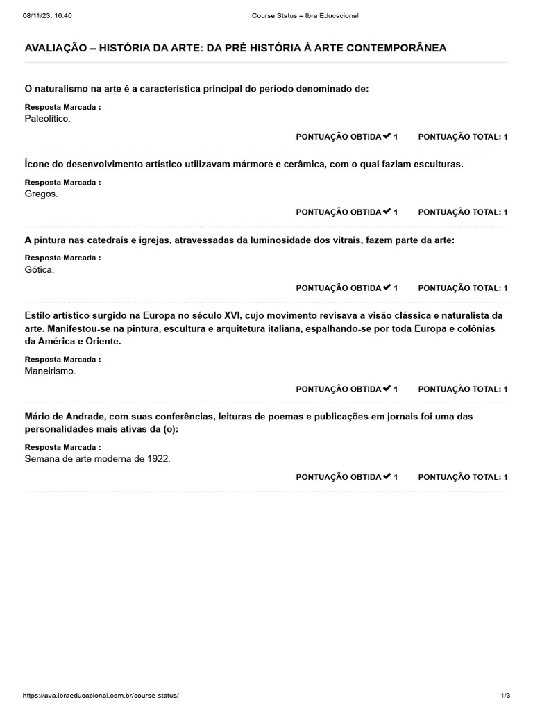 Prova de Historia Da Arte | PDF | Estética | Brasil