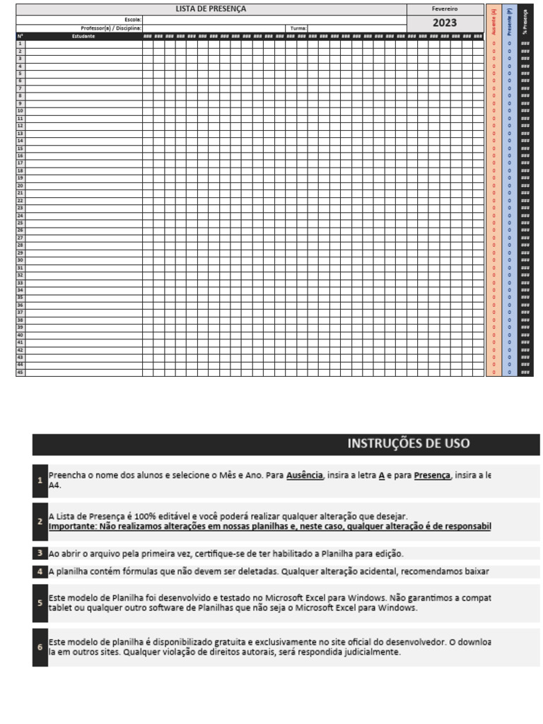 Modelo de Lista de Presenca 1 | PDF